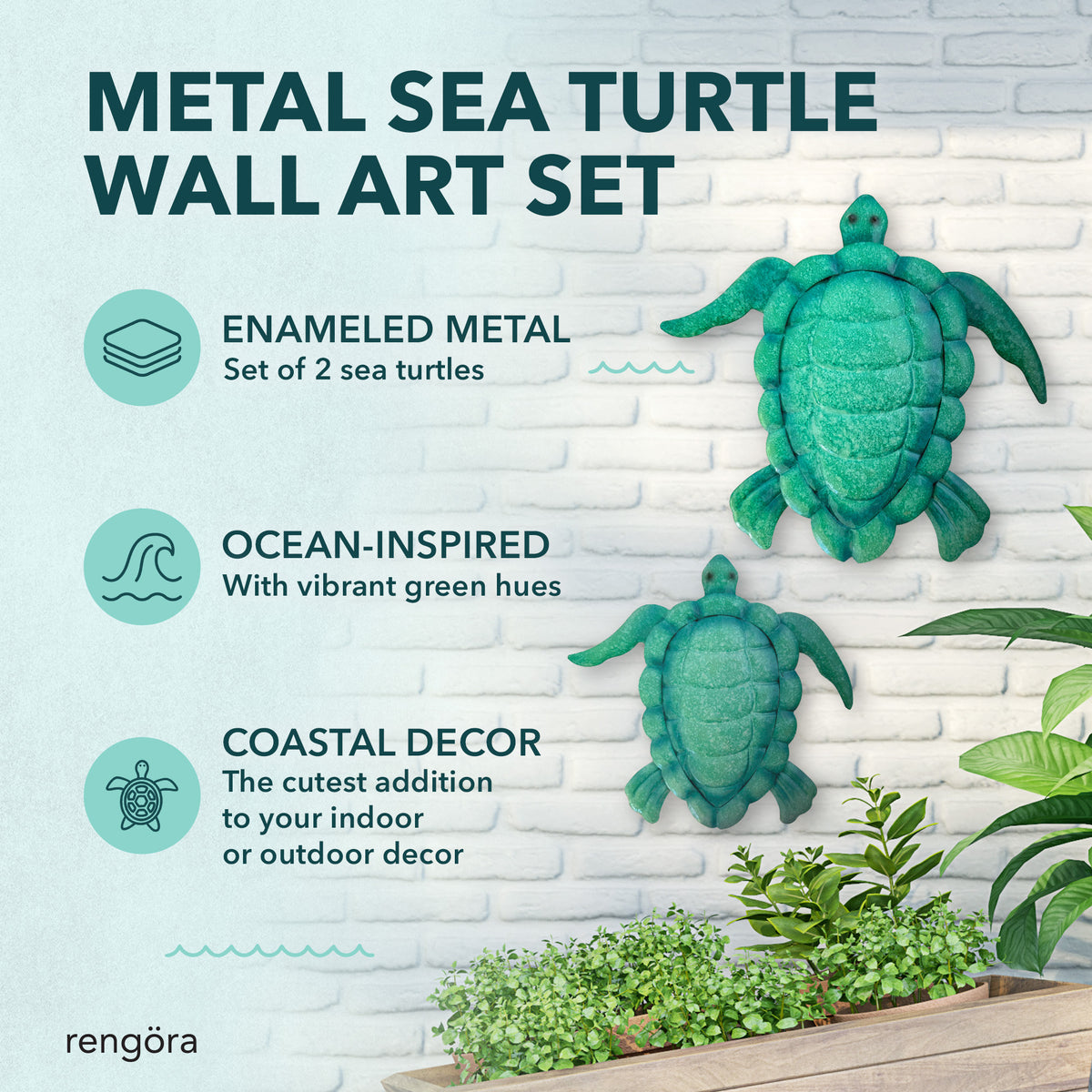 Sea Turtle Decor Bundle – Hand-Painted Fridge Magnet + Metal Wall Art ...